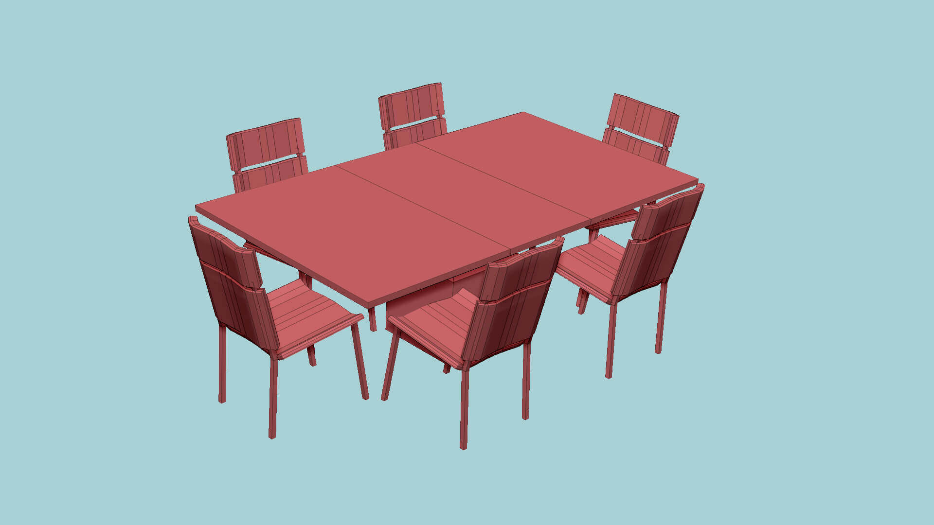 Dining Table 20 - Red Glass 3D Model by gsommer