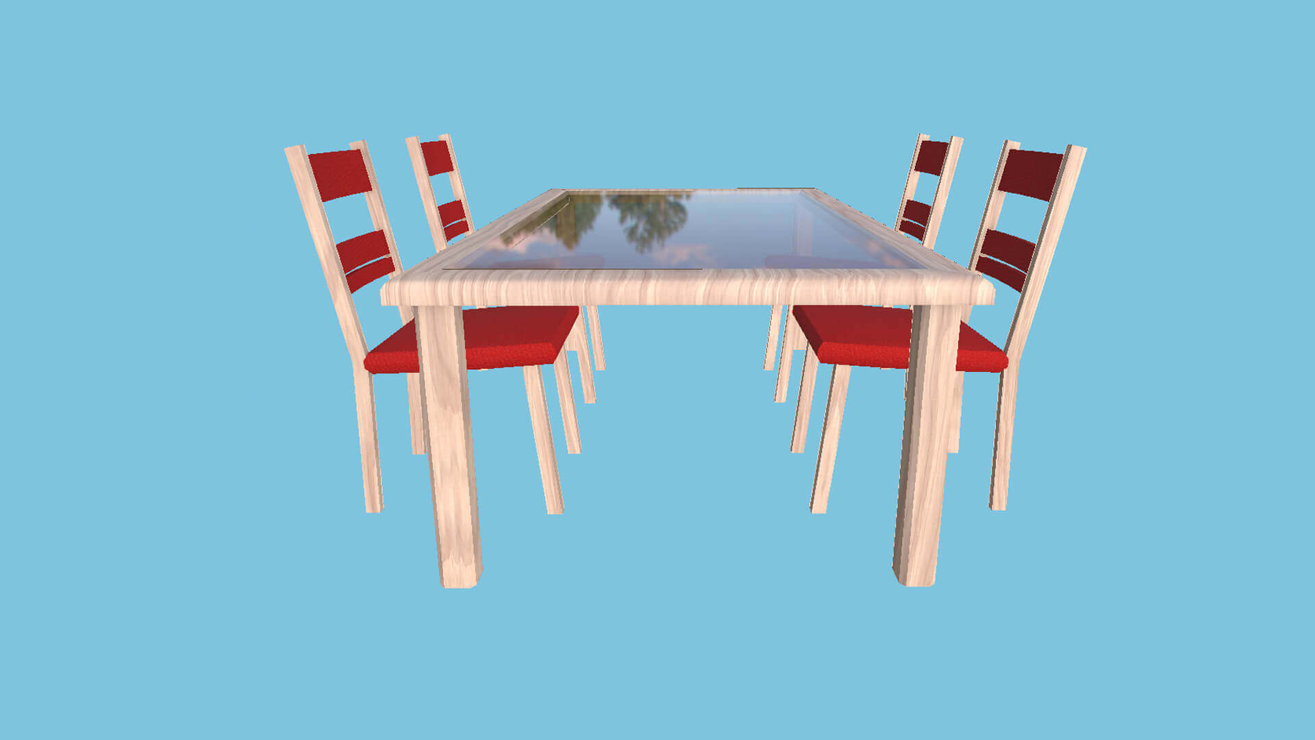 Dining Table 24 - Red Glass 3D Model by gsommer