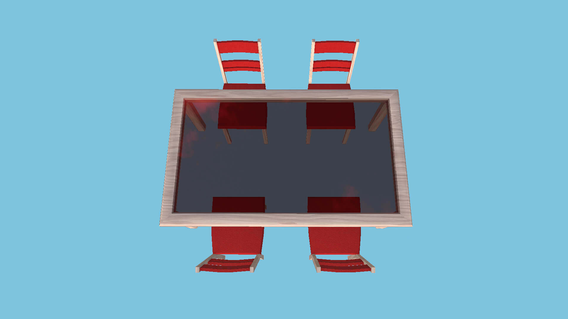 Dining Table 24 - Red Glass 3D Model by gsommer