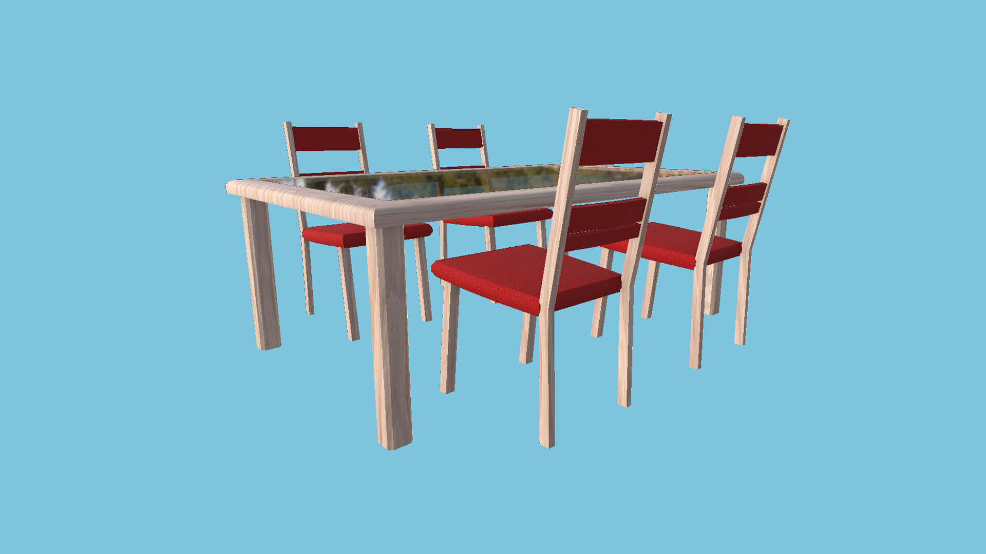 Dining Table 24 - Red Glass 3D Model by gsommer