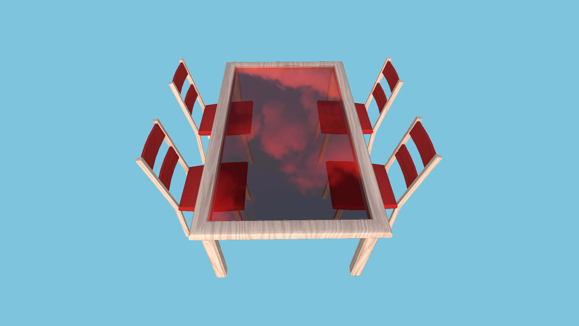 Dining Table 24 - Red Glass 3D Model by gsommer