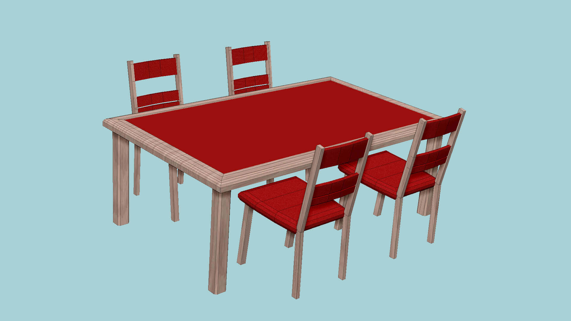 Dining Table 24 - Red Glass 3D Model by gsommer