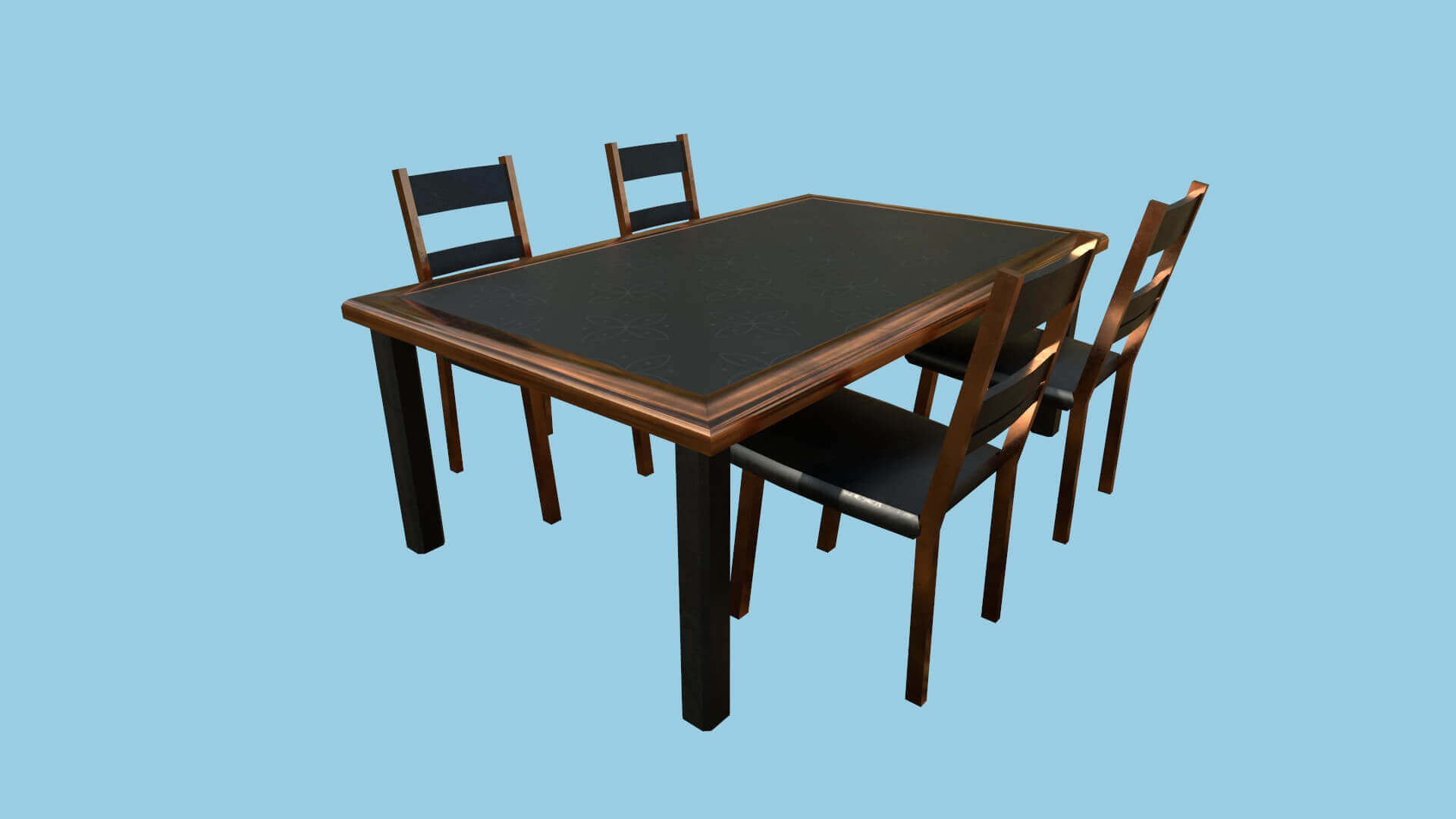 Dining Table 29 - Black Bronze 3D Model by gsommer