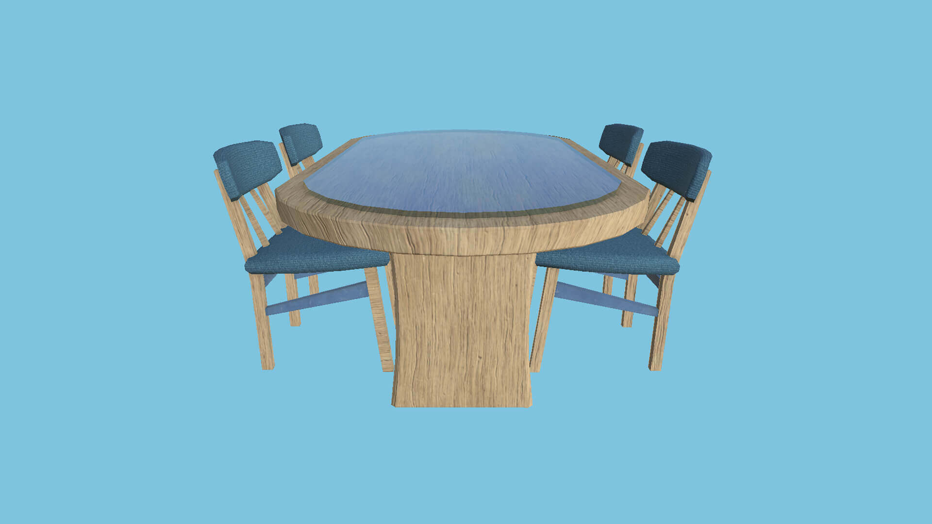 Dining Table 35 - Wood Blue 3D Model by gsommer