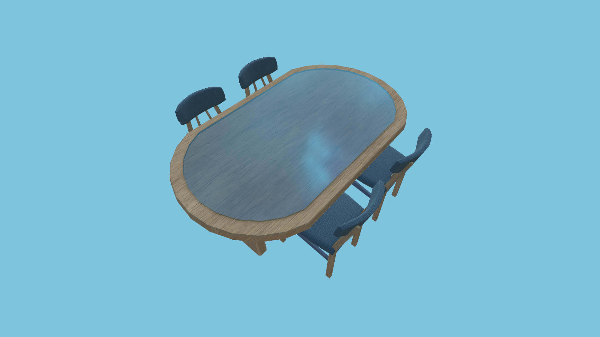 Dining Table 35 - Wood Blue 3D Model by gsommer