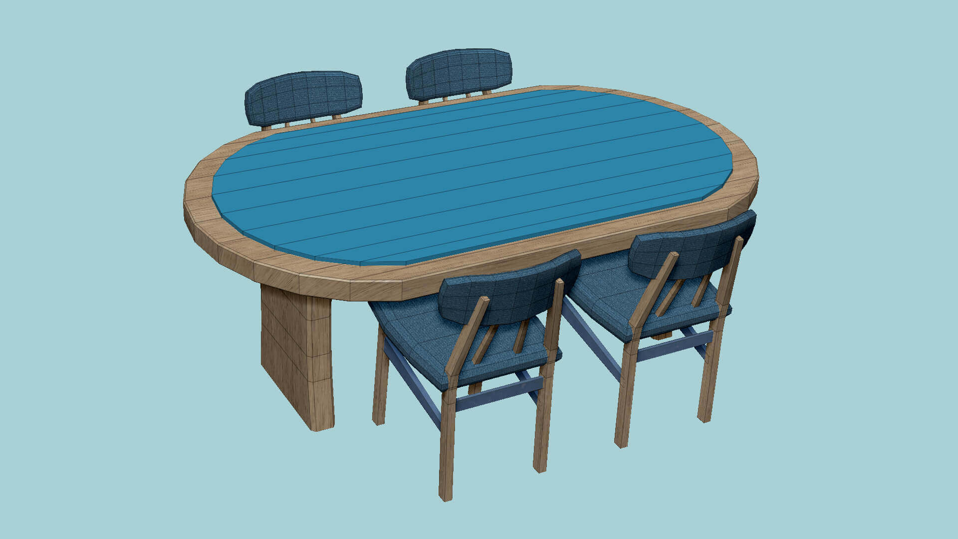 Dining Table 35 - Wood Blue 3D Model by gsommer