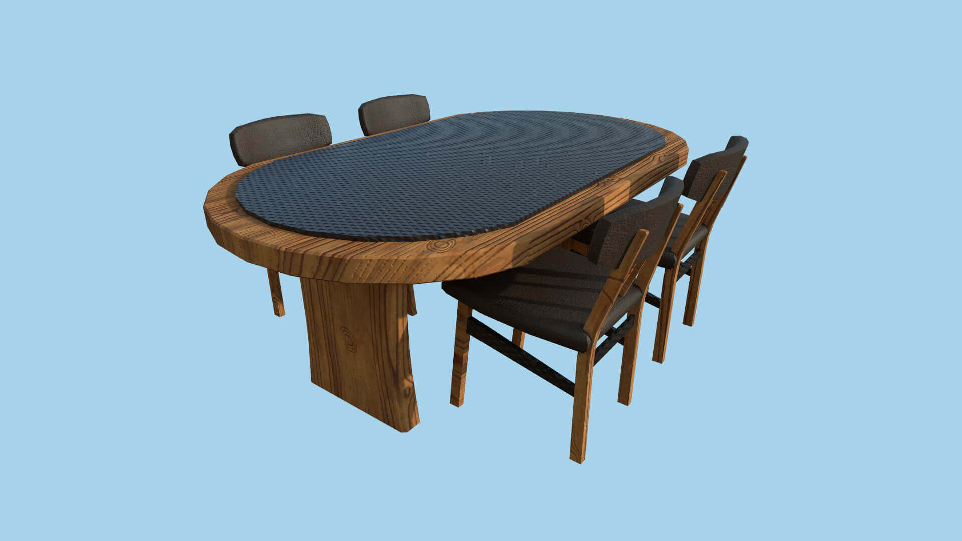Dining Table 38 - Wood Leather 3D Model by gsommer