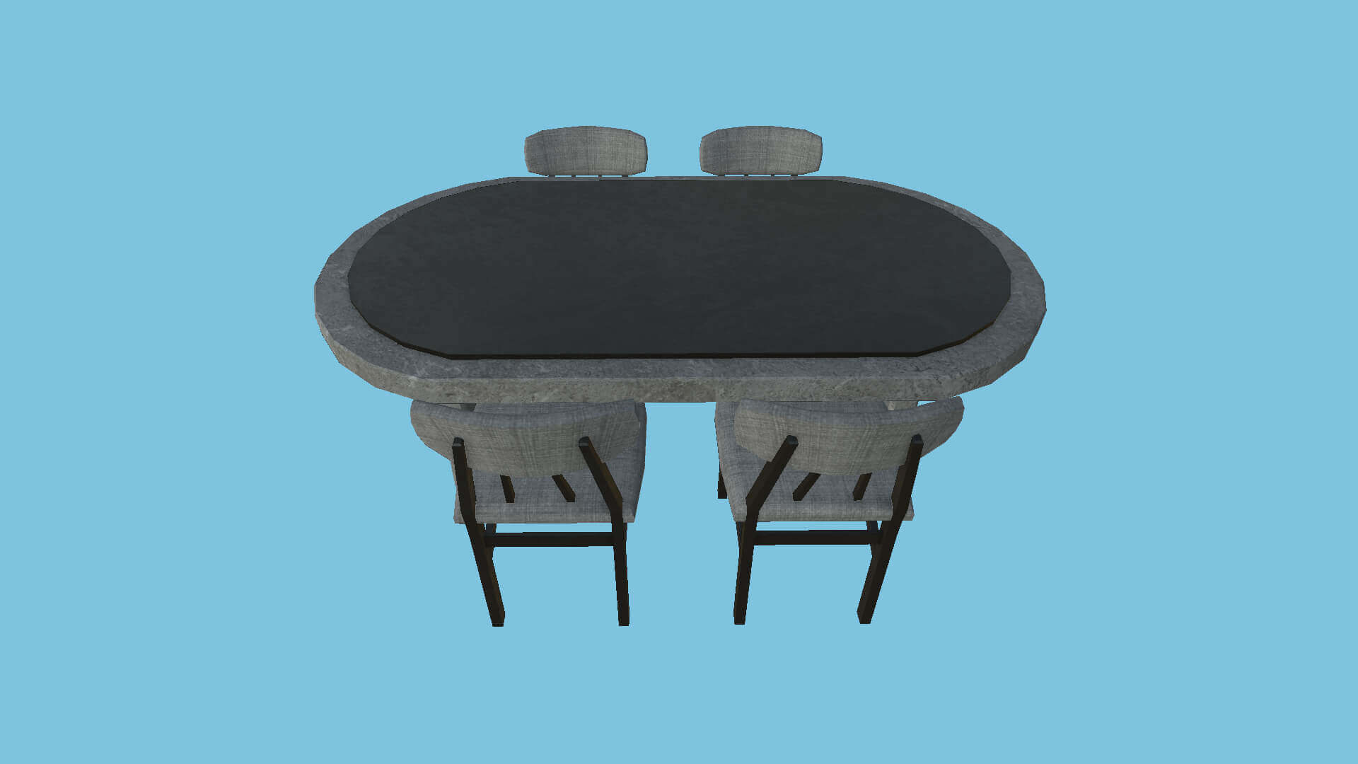Dining Table 39 - Concrete Black 3D Model by gsommer