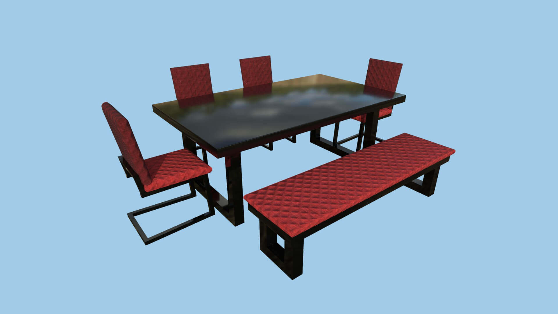 Dining Table 45 - Red and Black 3D Model by gsommer