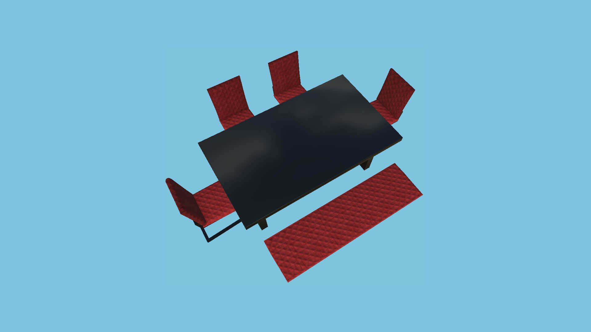 Dining Table 45 - Red and Black 3D Model by gsommer