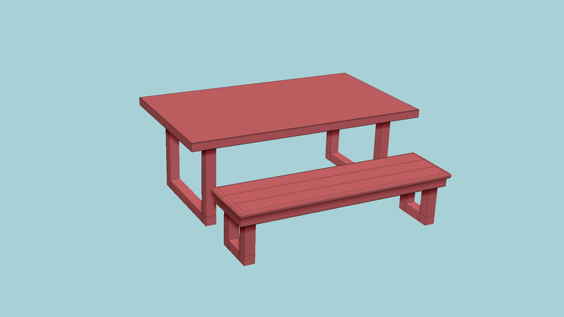 Dining Table 45 - Red and Black 3D Model by gsommer