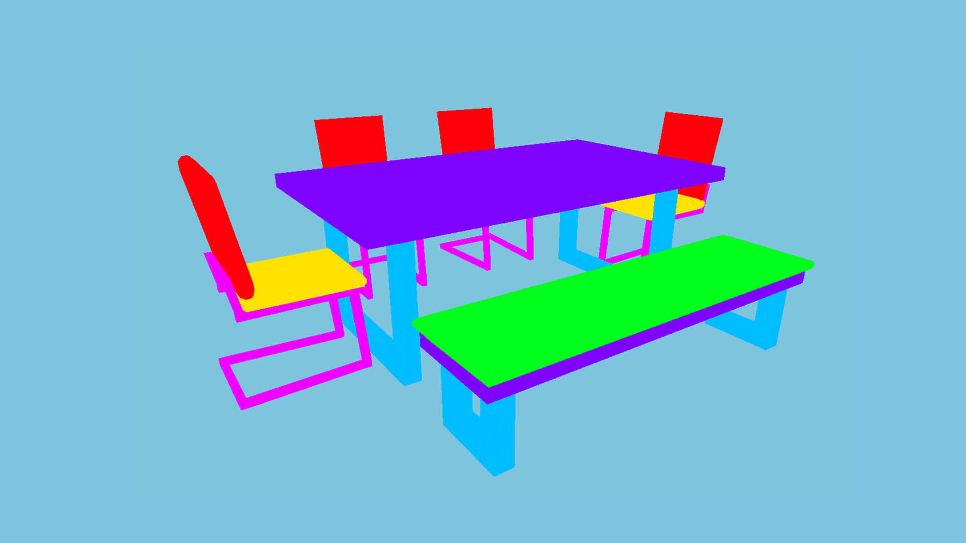 Dining Table 45 - Red and Black 3D Model by gsommer