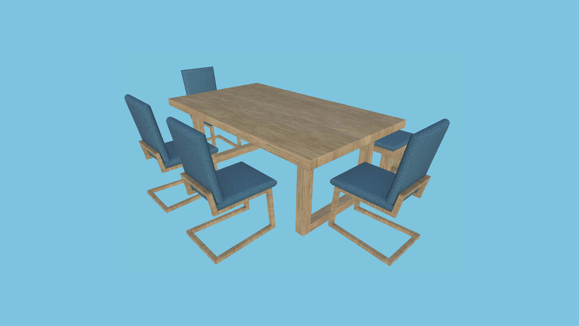 Dining Table 46 - Blue Wood 3D Model by gsommer