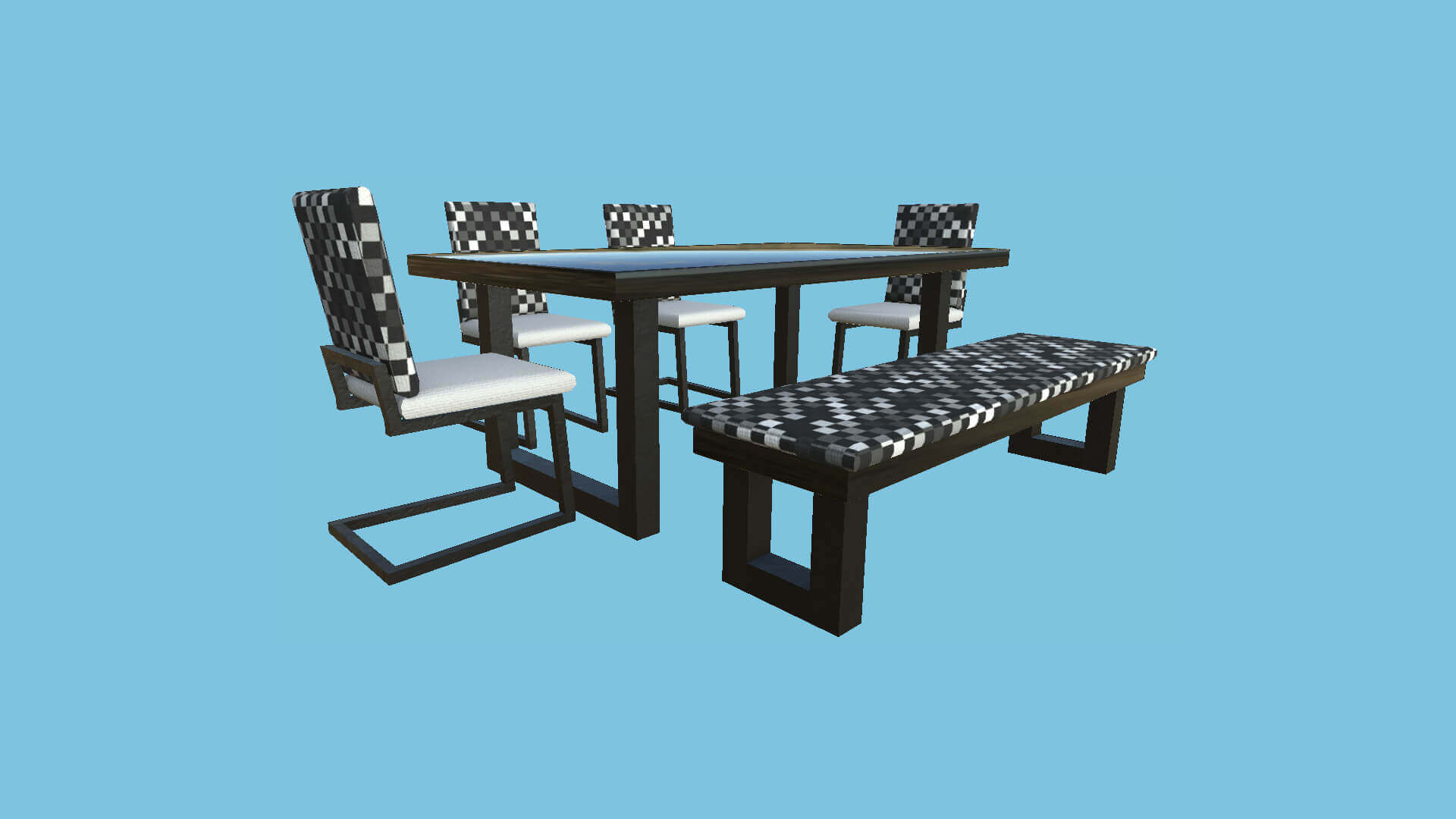Dining Table 50 - Black and White 3D Model by gsommer