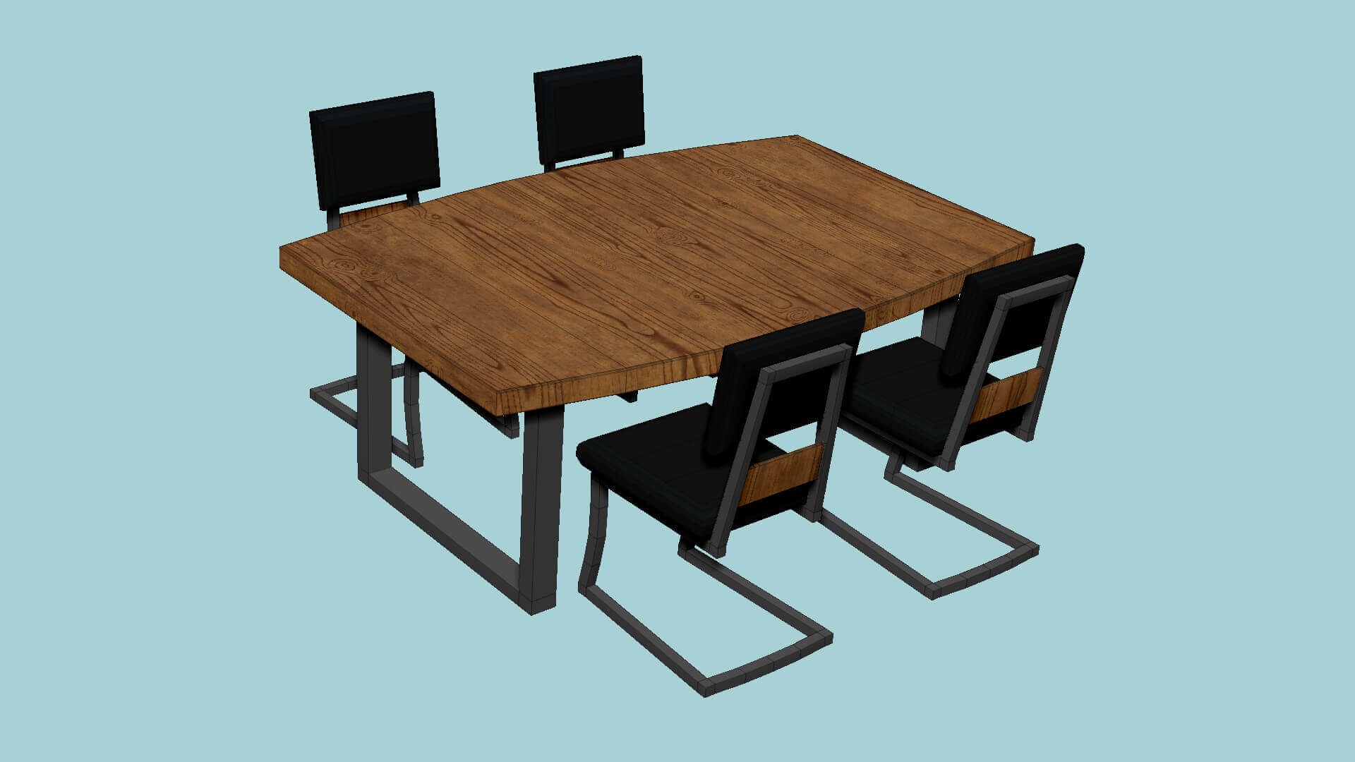 Dining Table 51 - Black Wood 3D Model by gsommer