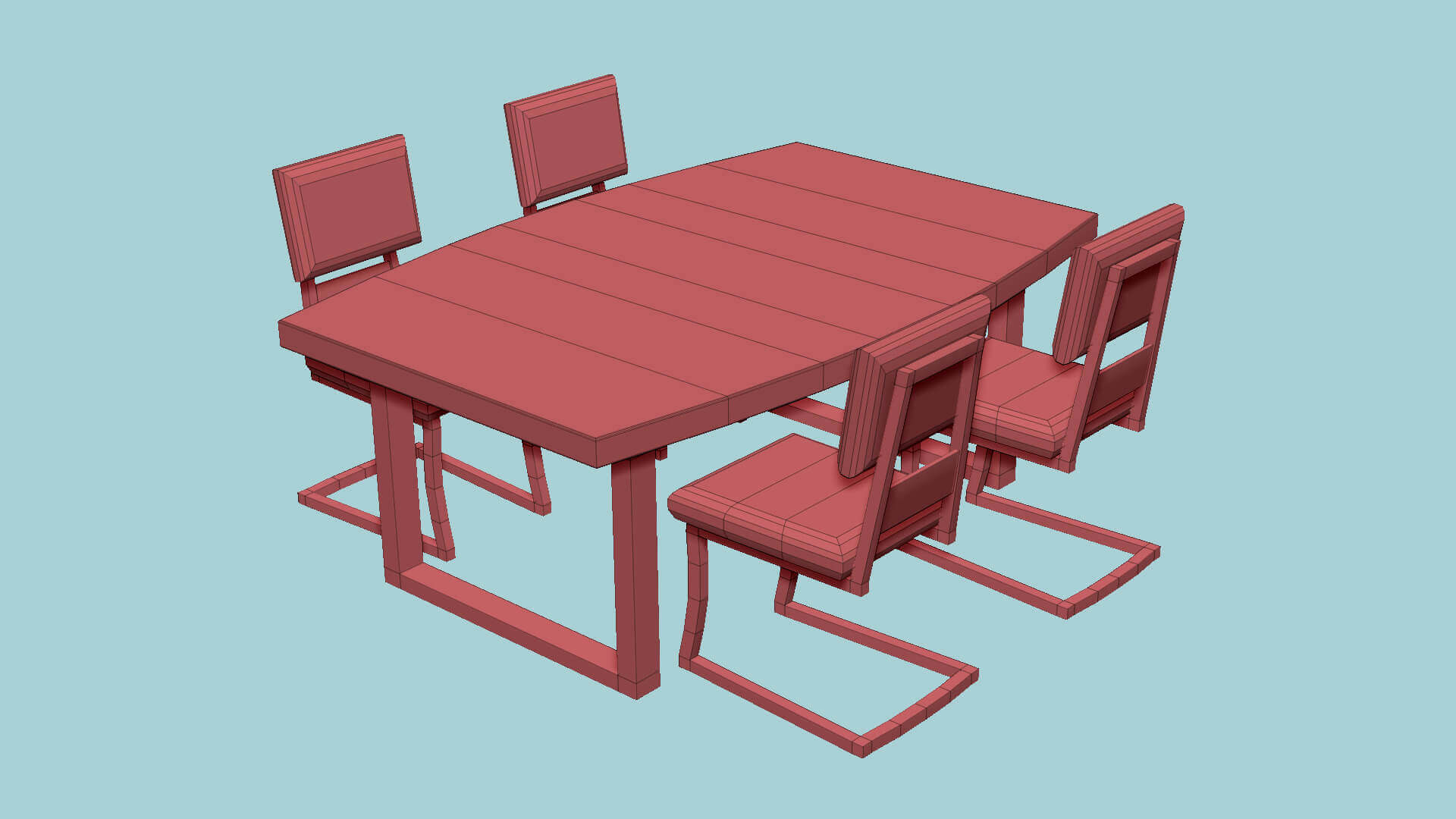 Dining Table 51 - Black Wood 3D Model by gsommer