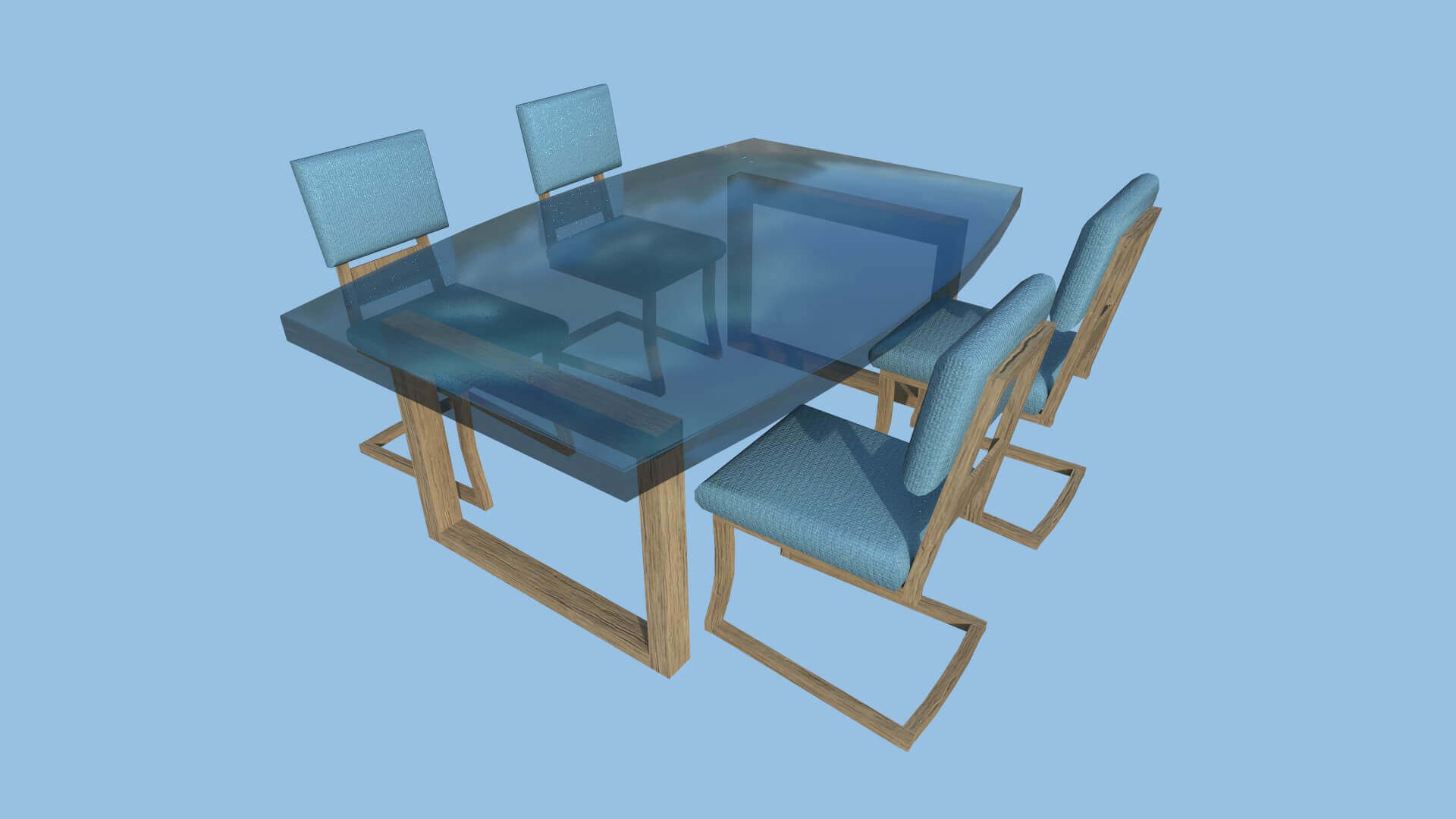 Dining Table 52 - Blue Glass 3D Model by gsommer
