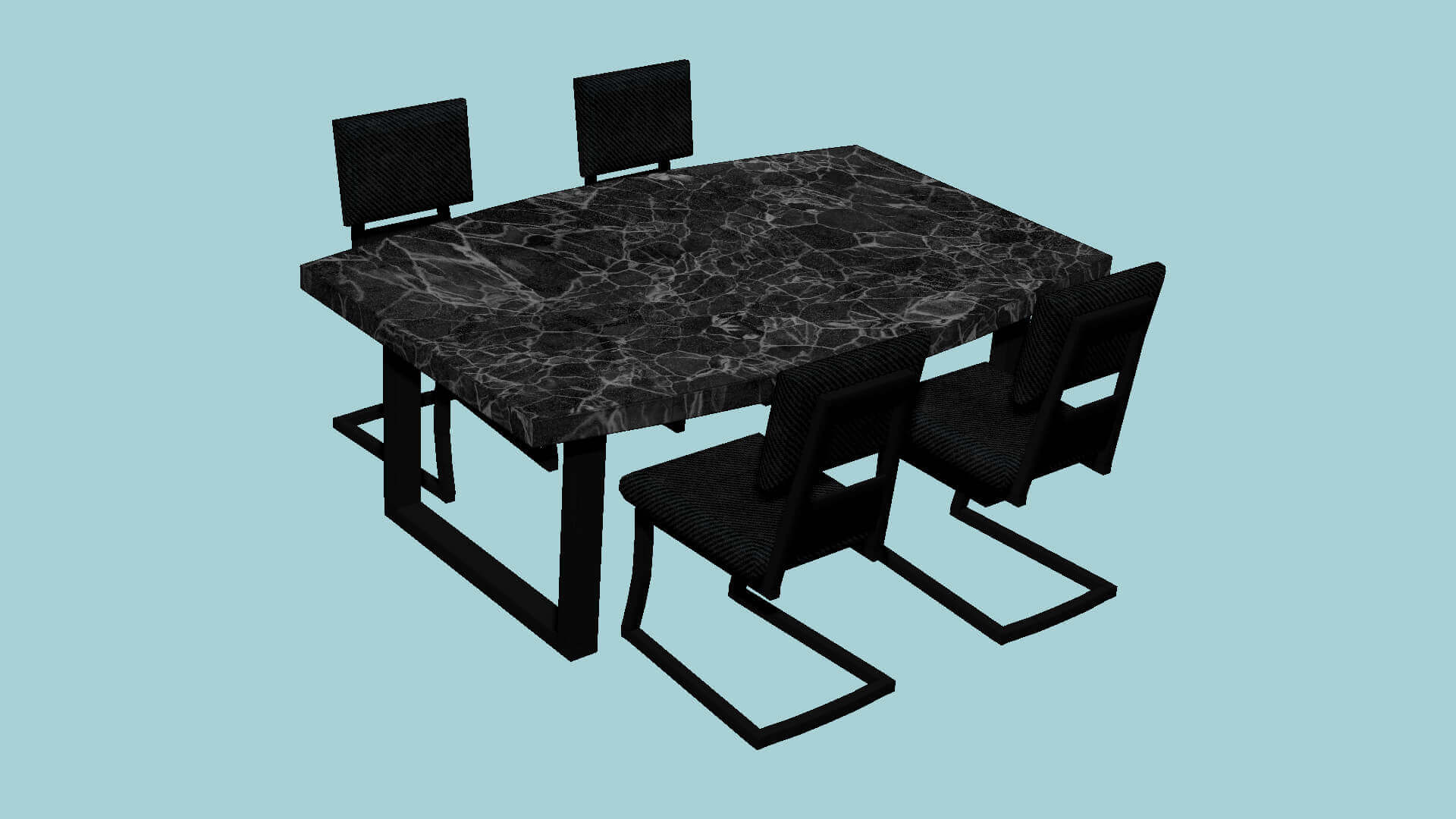 Dining Table 56 - Black Marble 3D Model by gsommer