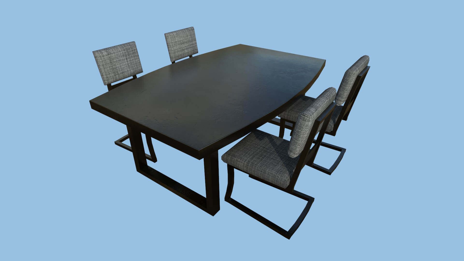Dining Table 58 - Black Gray 3D Model by gsommer