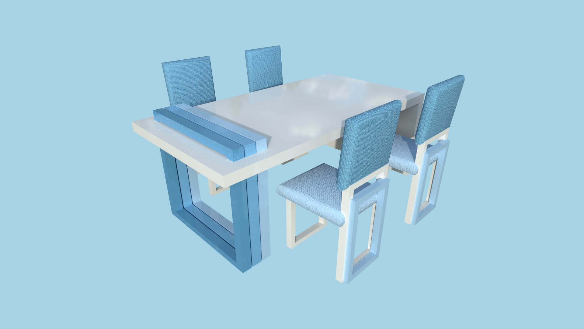 Dining Table 63 - White and Blue 3D Model by gsommer