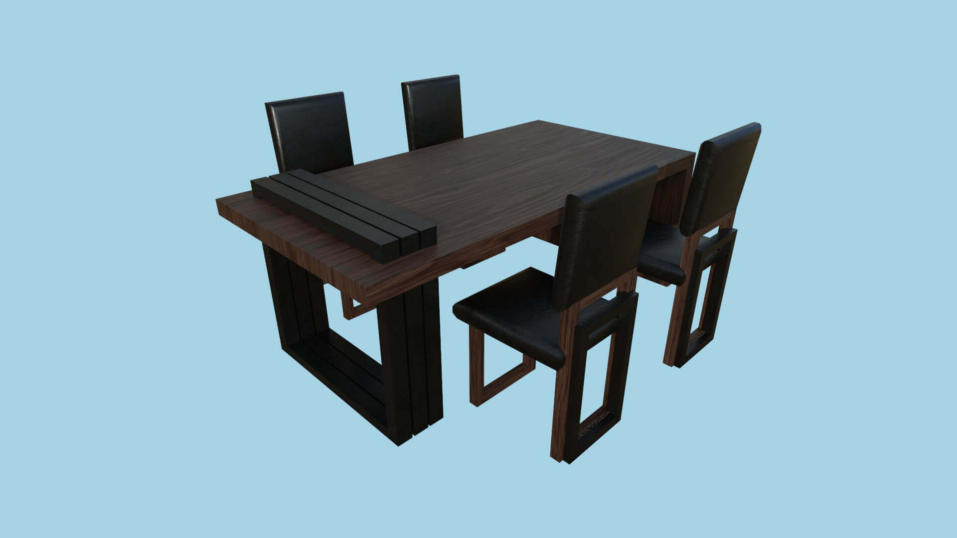 Dining Table 64 - Dark Wood 3D Model by gsommer