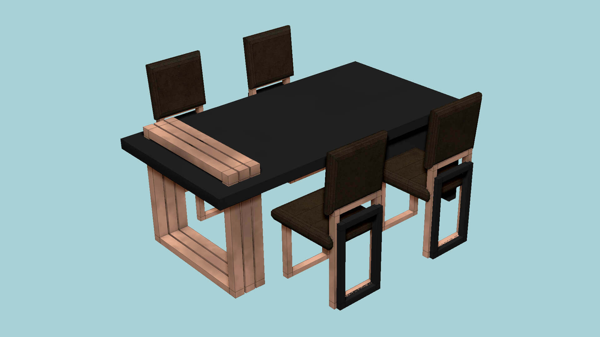 Dining Table 65 - Black Bronze 3D Model by gsommer