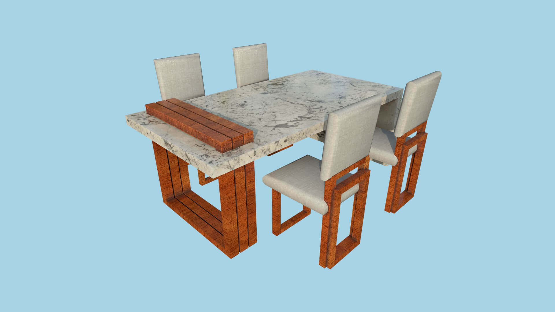 Dining Table 67 - Marble Wood 3D Model by gsommer
