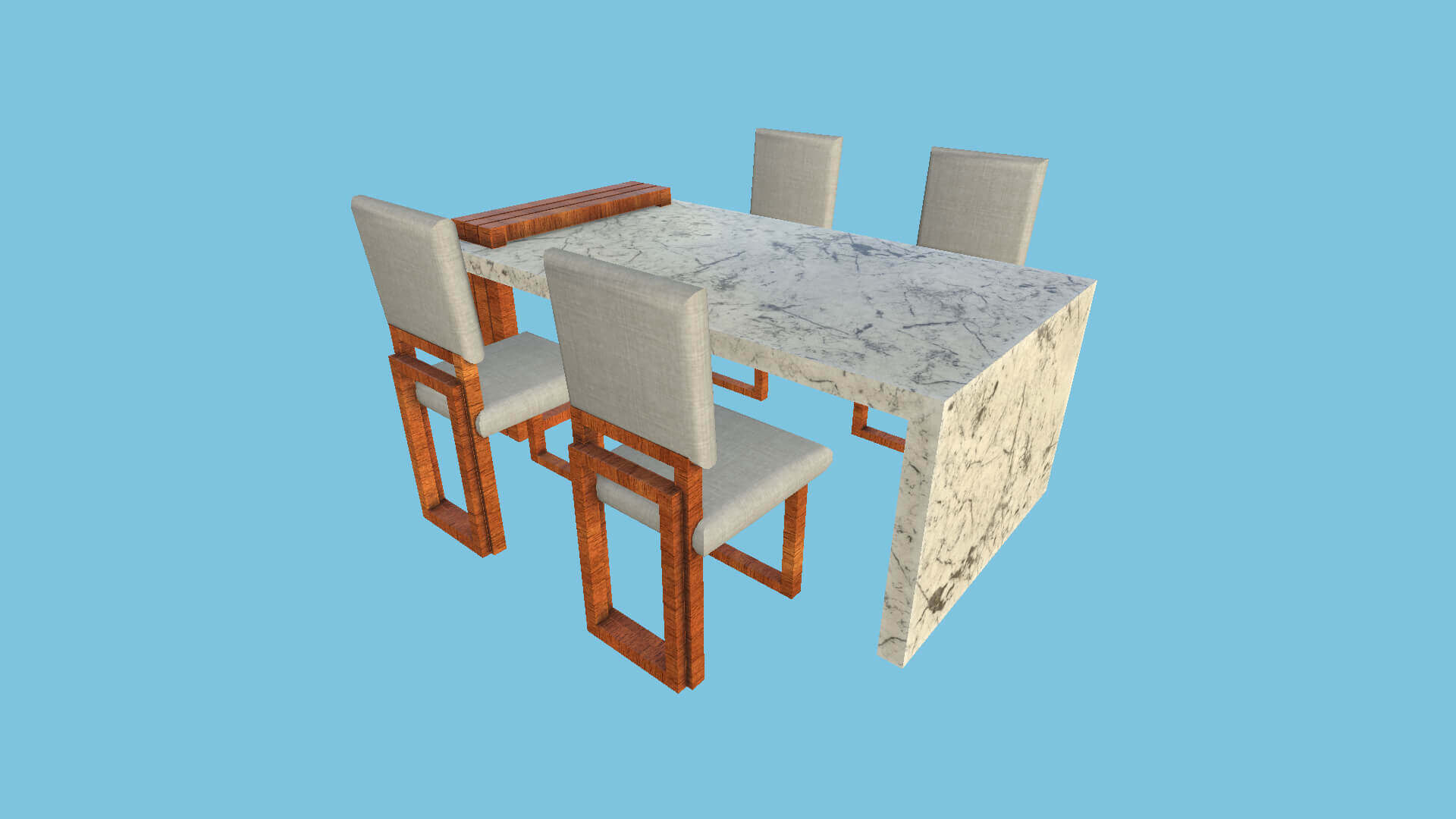 Dining Table 67 - Marble Wood 3D Model by gsommer