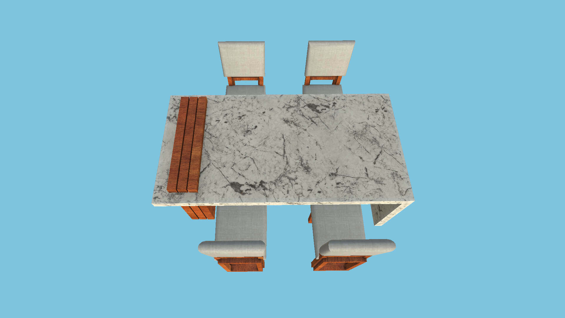 Dining Table 67 - Marble Wood 3D Model by gsommer