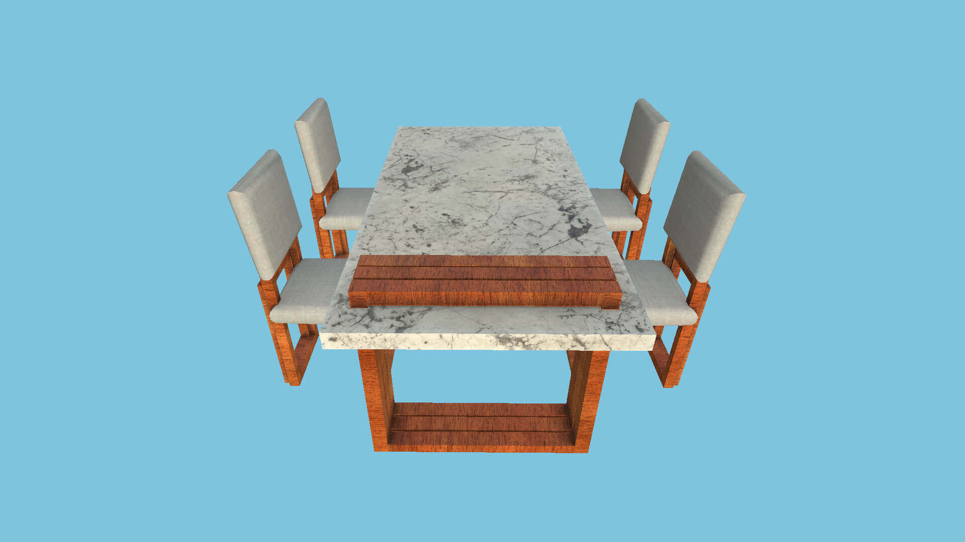 Dining Table 67 - Marble Wood 3D Model by gsommer
