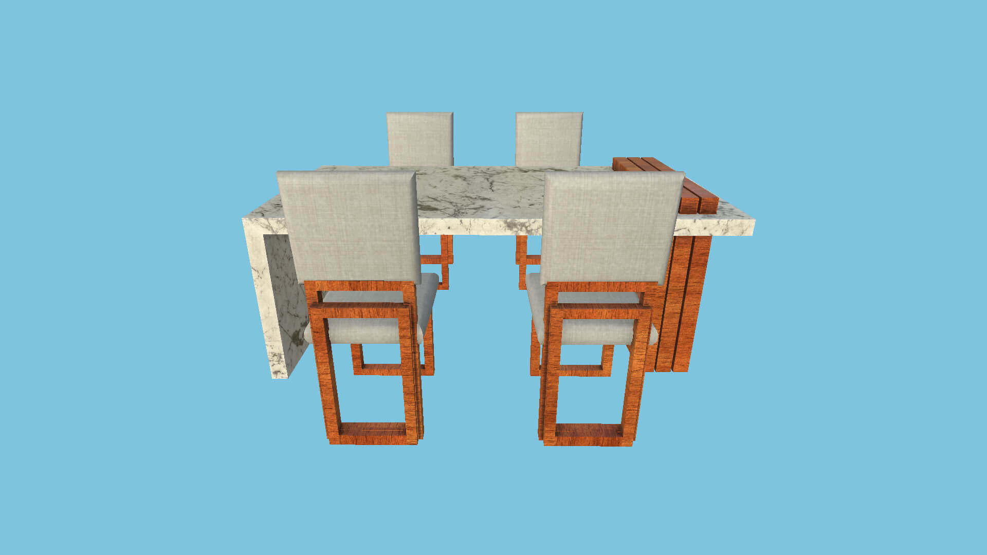 Dining Table 67 - Marble Wood 3D Model by gsommer