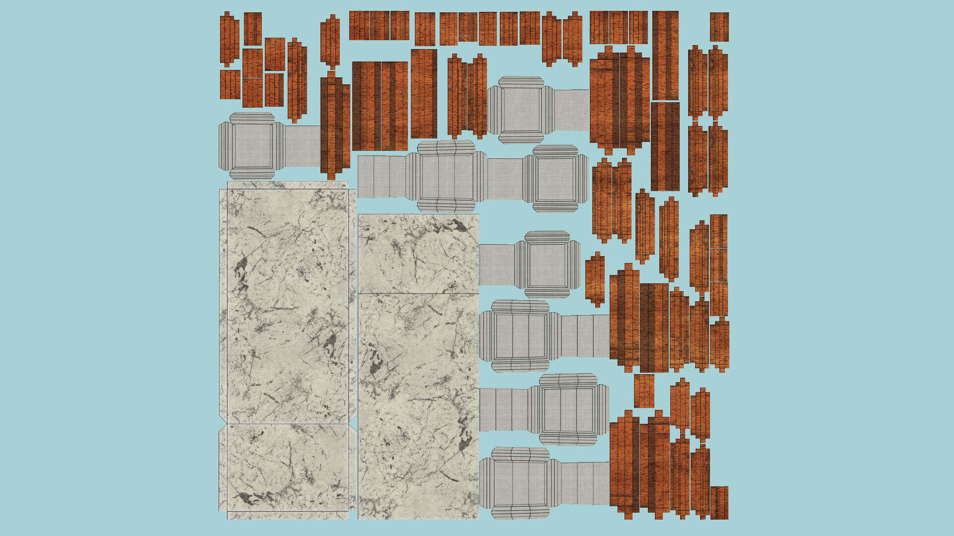 Dining Table 67 - Marble Wood 3D Model by gsommer