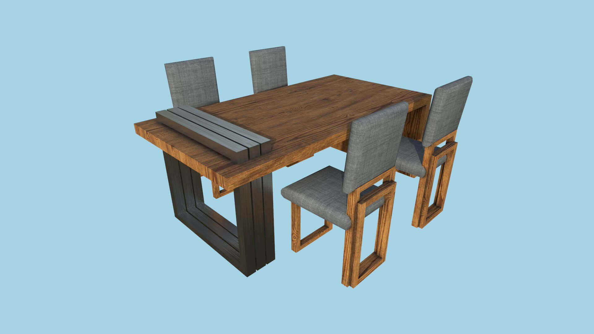 Dining Table 69 - Wood Gray 3D Model by gsommer