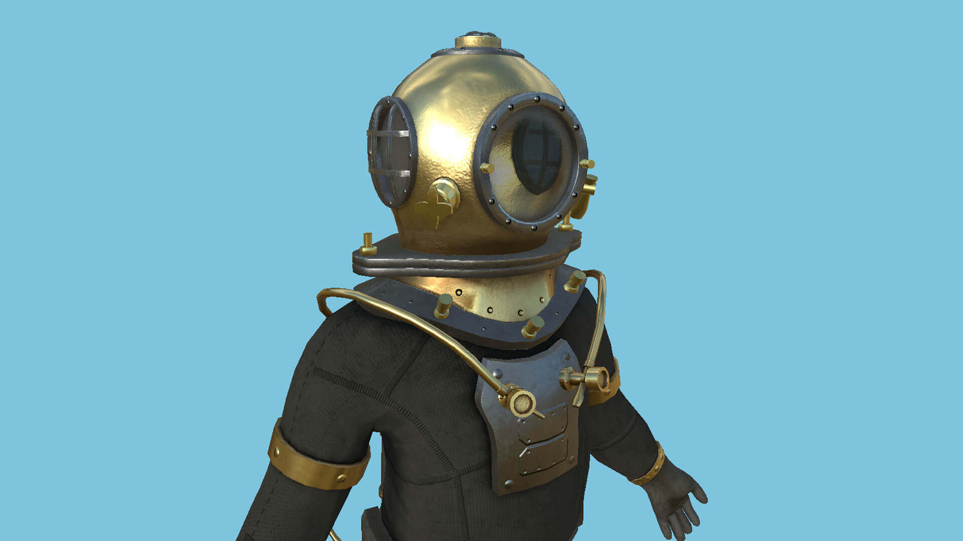 Diving Suit 02 - Black and Gold 3D Model by gsommer