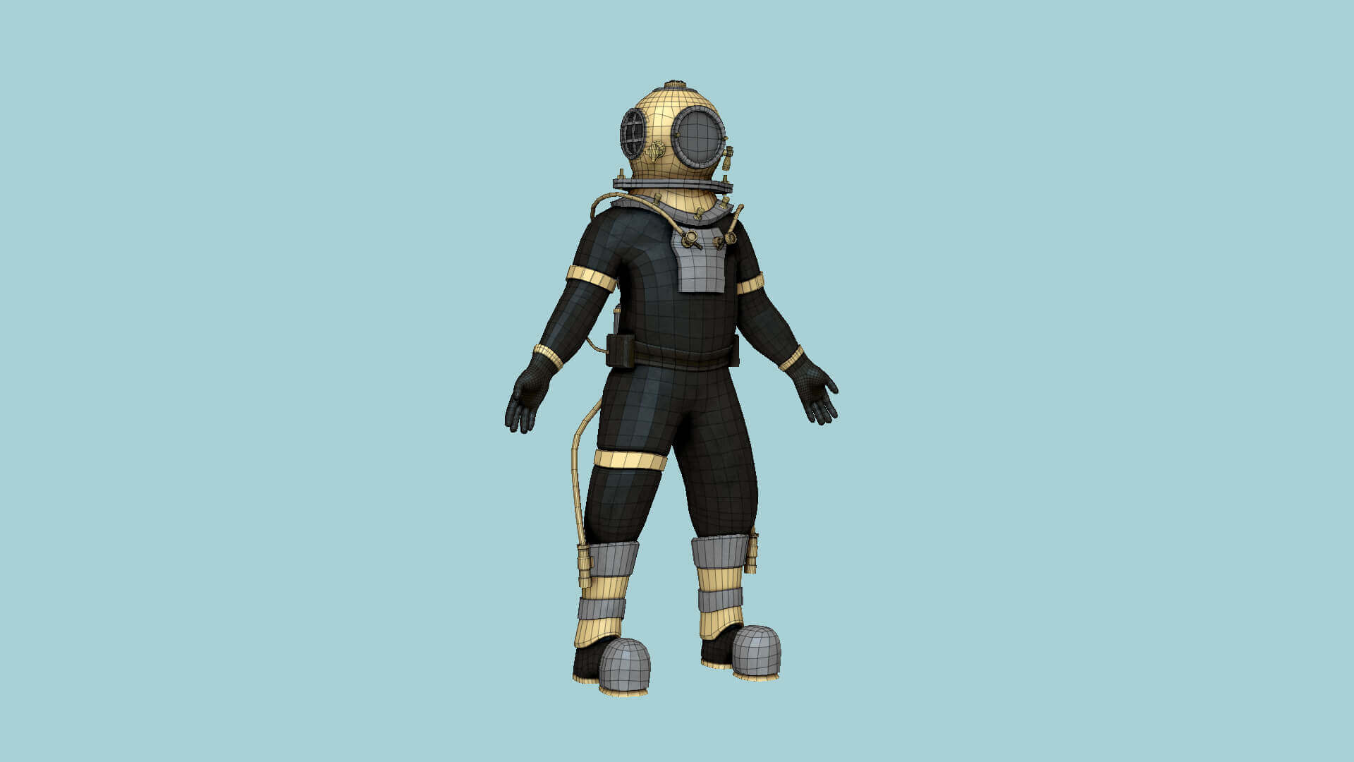 Diving Suit 02 - Black and Gold 3D Model by gsommer