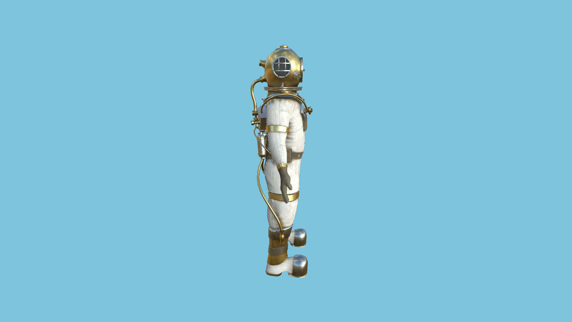 Diving Suit 03 - White and Gold 3D Model by gsommer