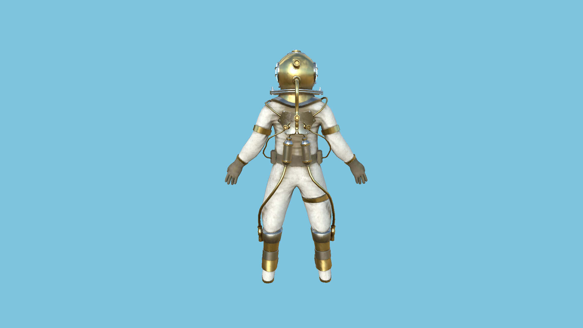 Diving Suit 03 - White and Gold 3D Model by gsommer