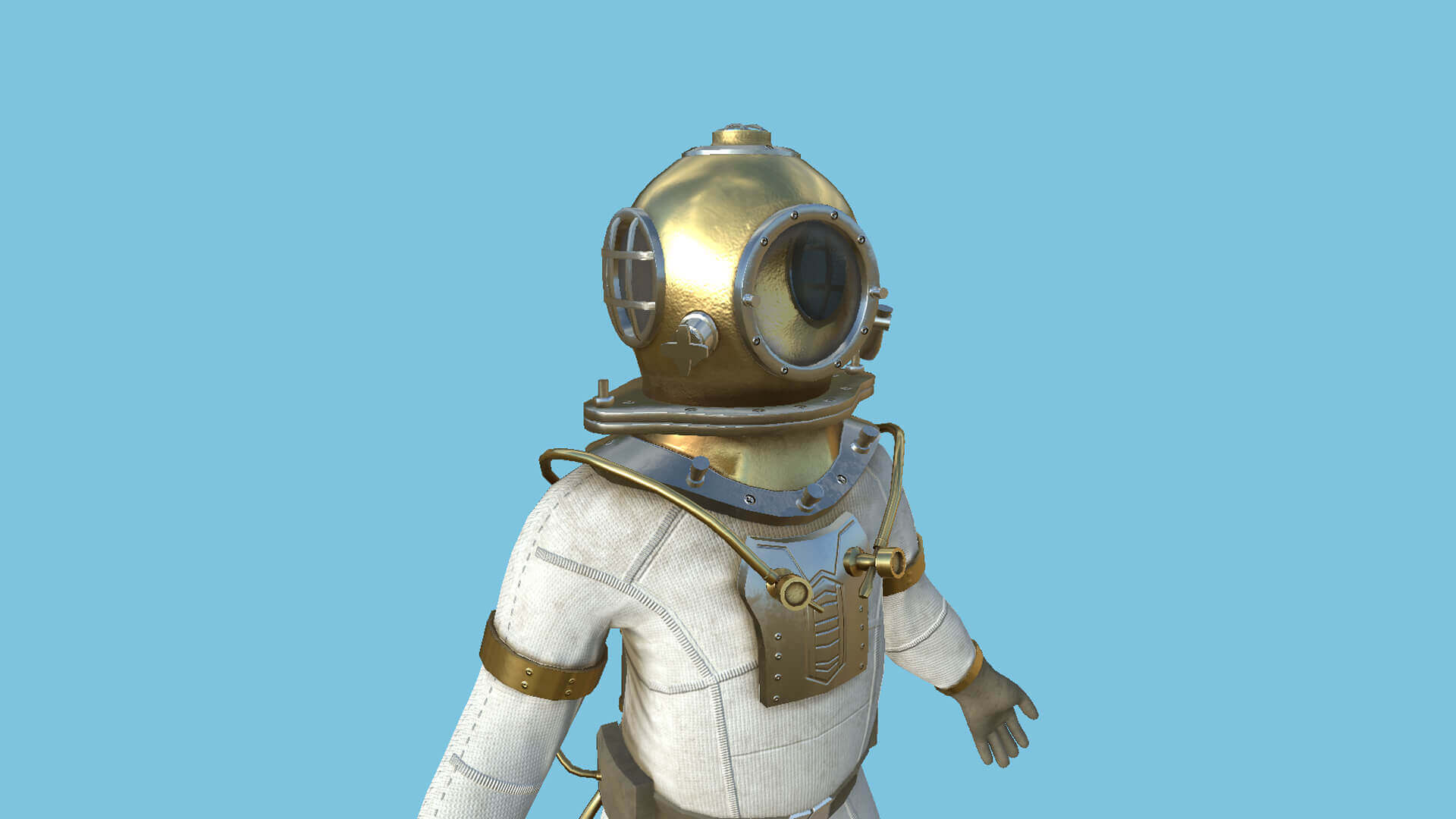 Diving Suit 03 - White and Gold 3D Model by gsommer