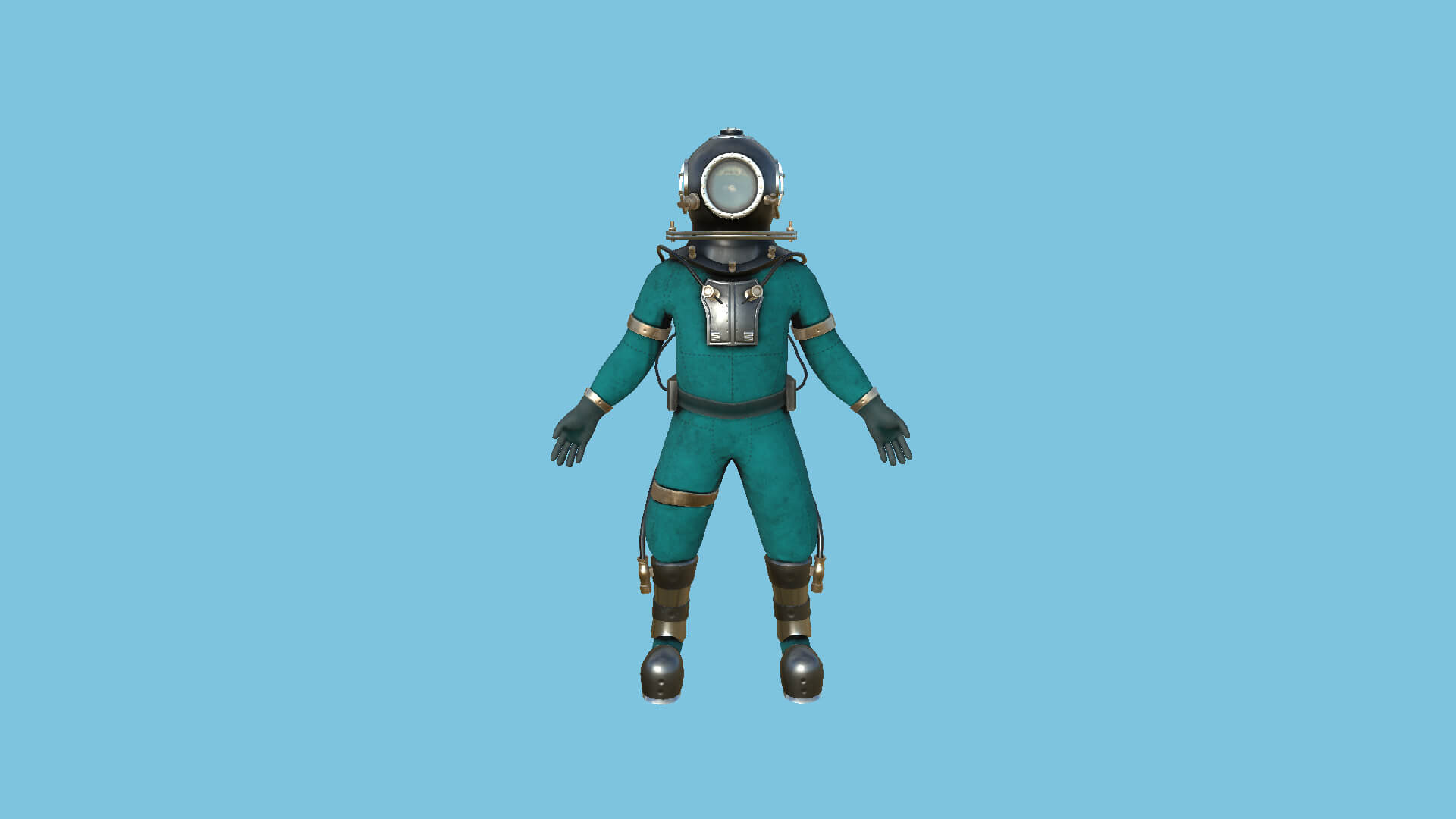 Diving Suit 04 - Blue Metal 3D Model by gsommer