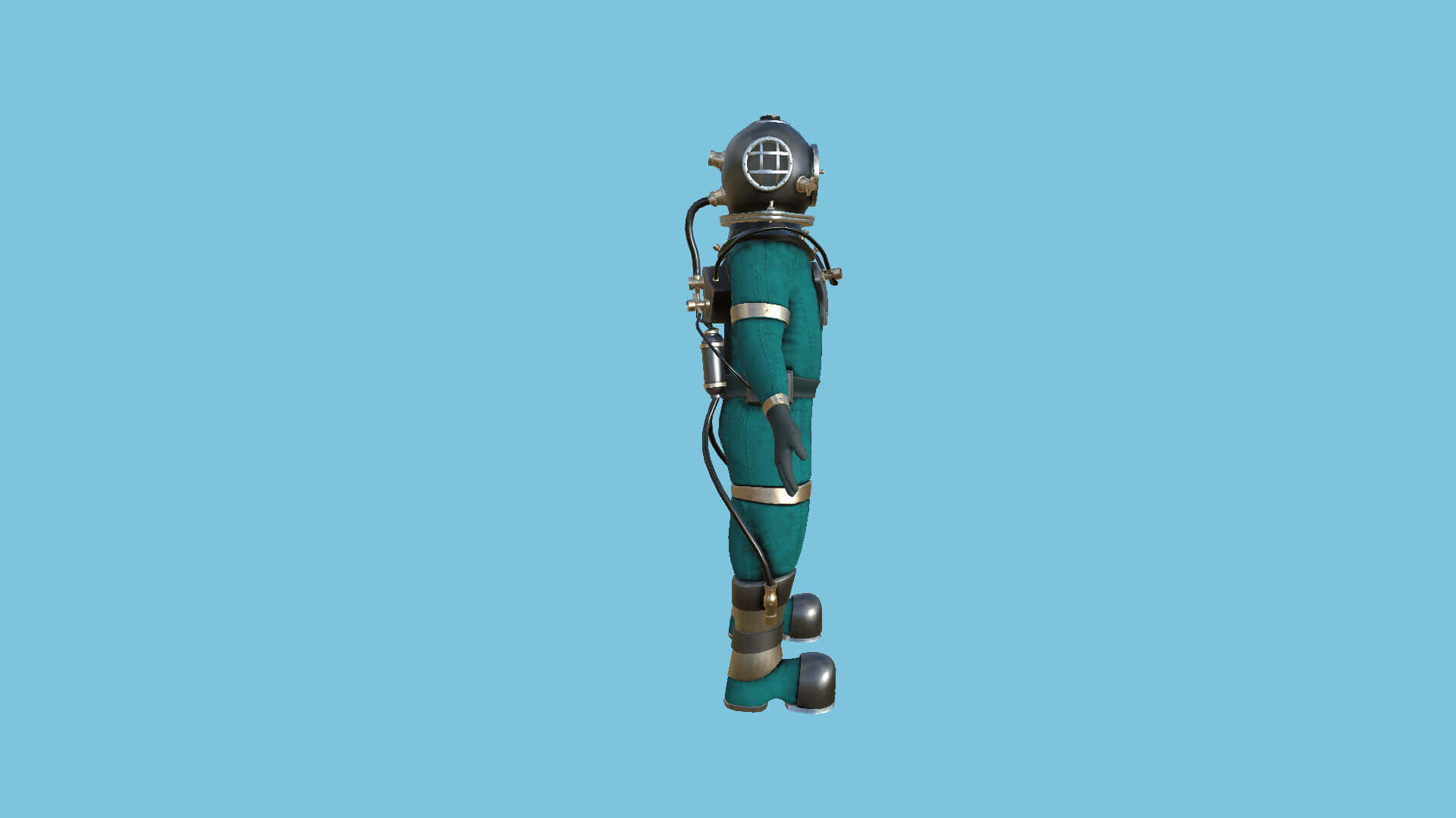 Diving Suit 04 - Blue Metal 3D Model by gsommer