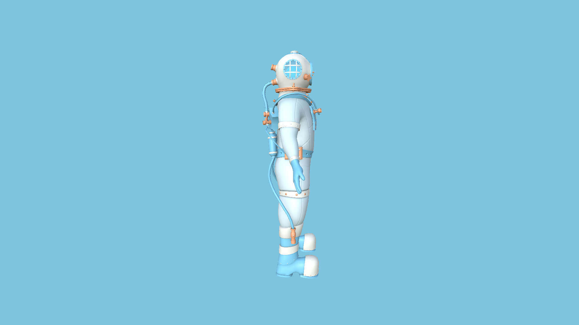 Diving Suit 05 - Cartoon Blue 3D Model by gsommer