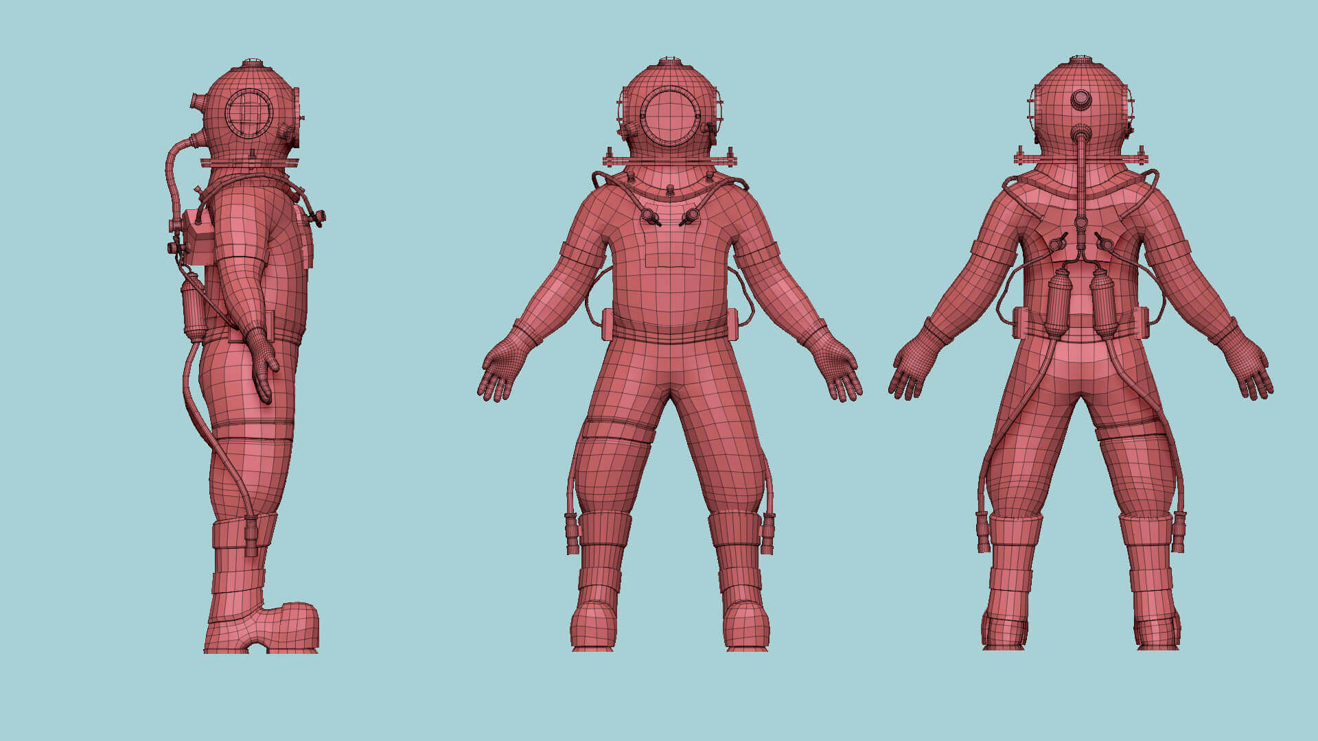 Diving Suit 05 - Cartoon Blue 3D Model by gsommer