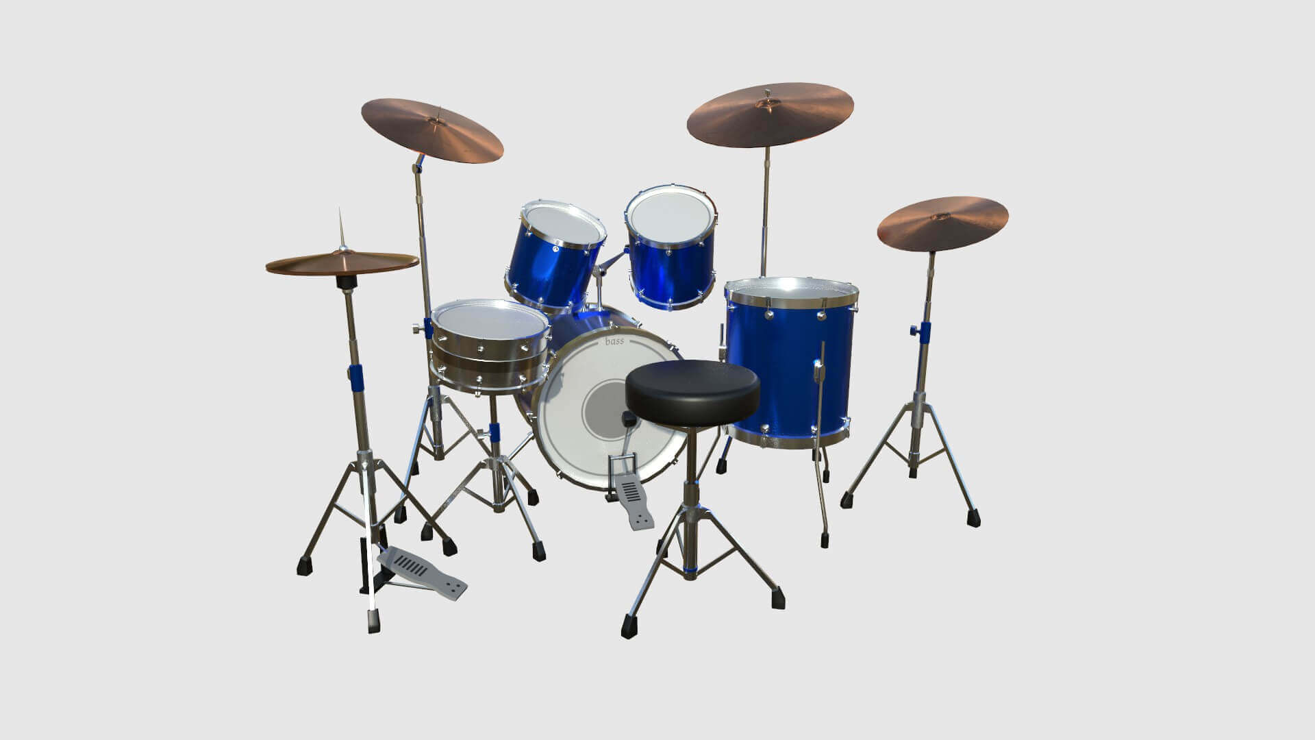 Drums 02 - Blue 3D Model by gsommer