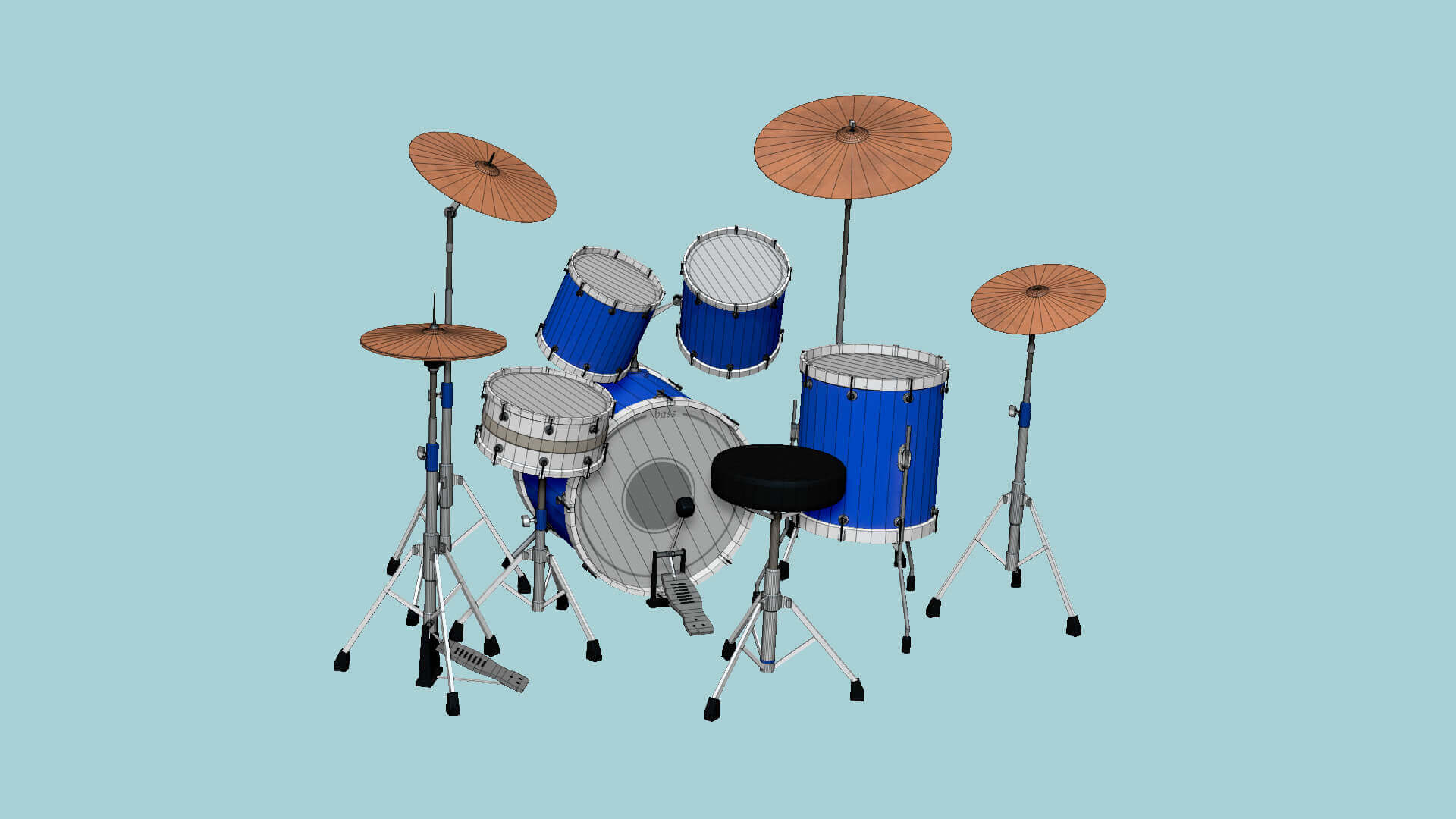 Drums 02 - Blue 3D Model by gsommer