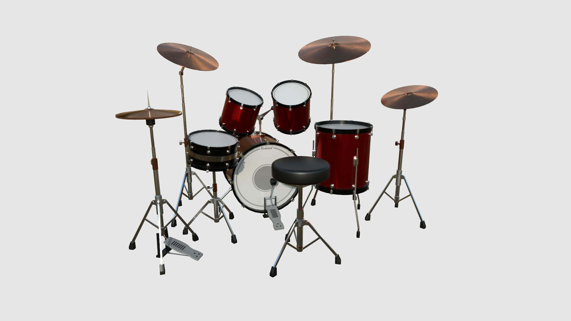 Drums 08 - Red and Black 3D Model by gsommer