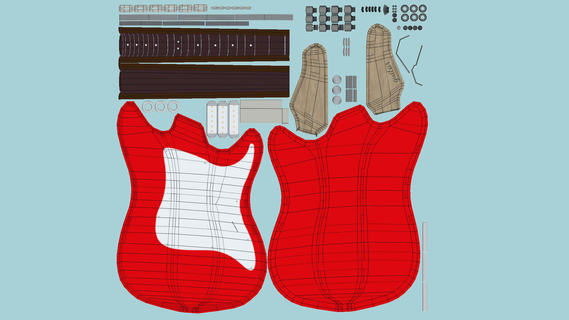 Electric Guitar Cake Template