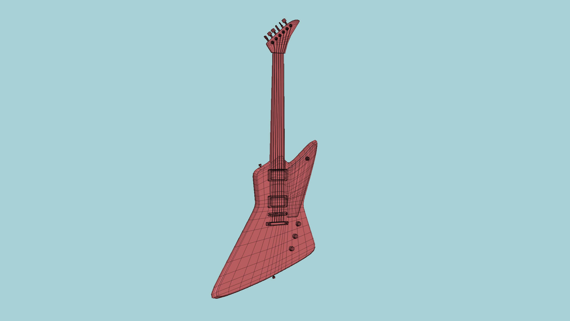 Explorer Electric Guitar 01 - Red 3D Model by gsommer