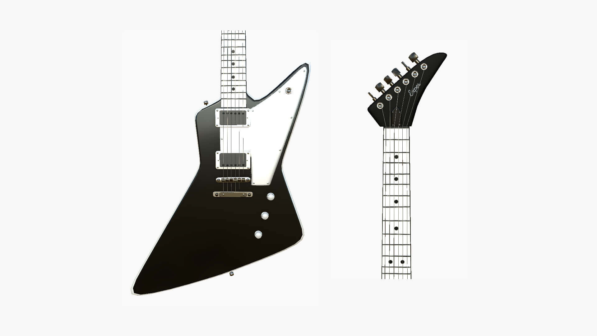 Explorer Electric Guitar 03 - Black 3D Model by gsommer