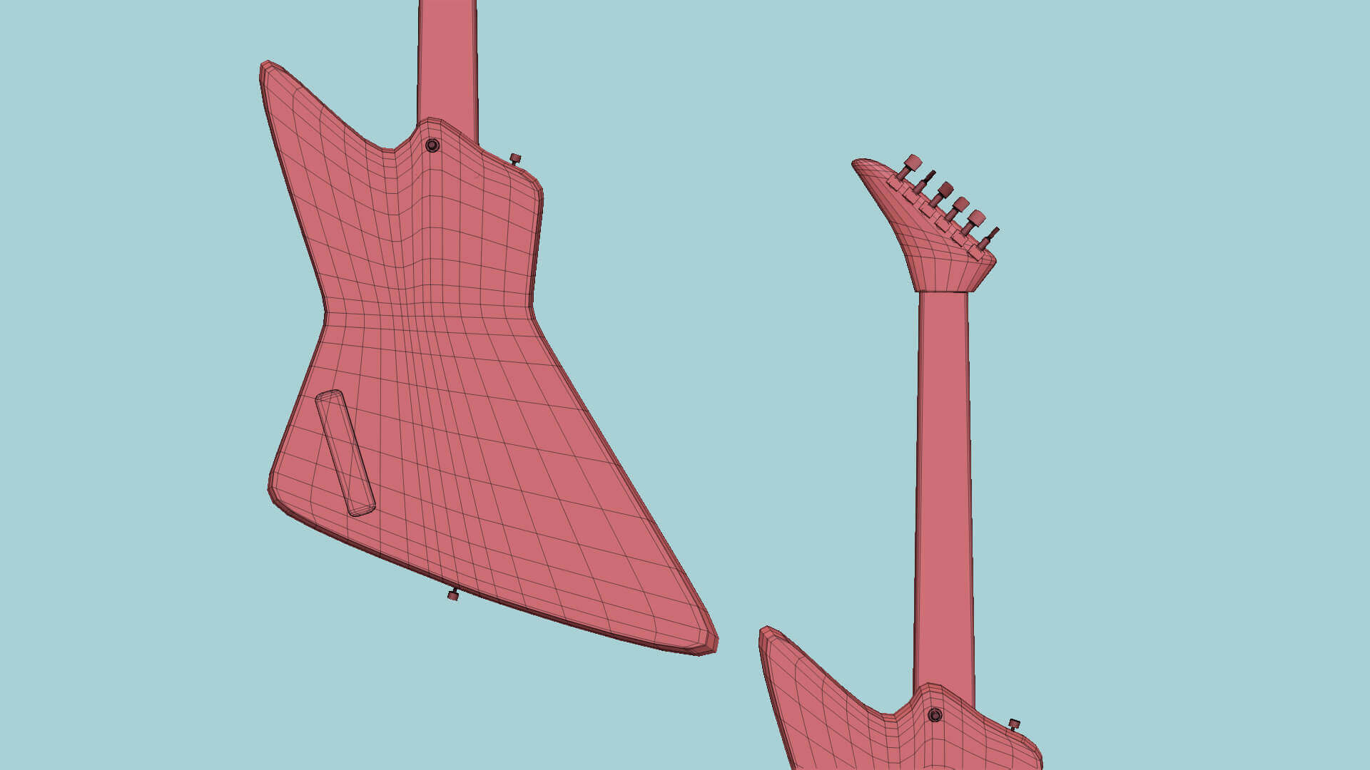 Explorer Electric Guitar 06 - Pink 3D Model by gsommer