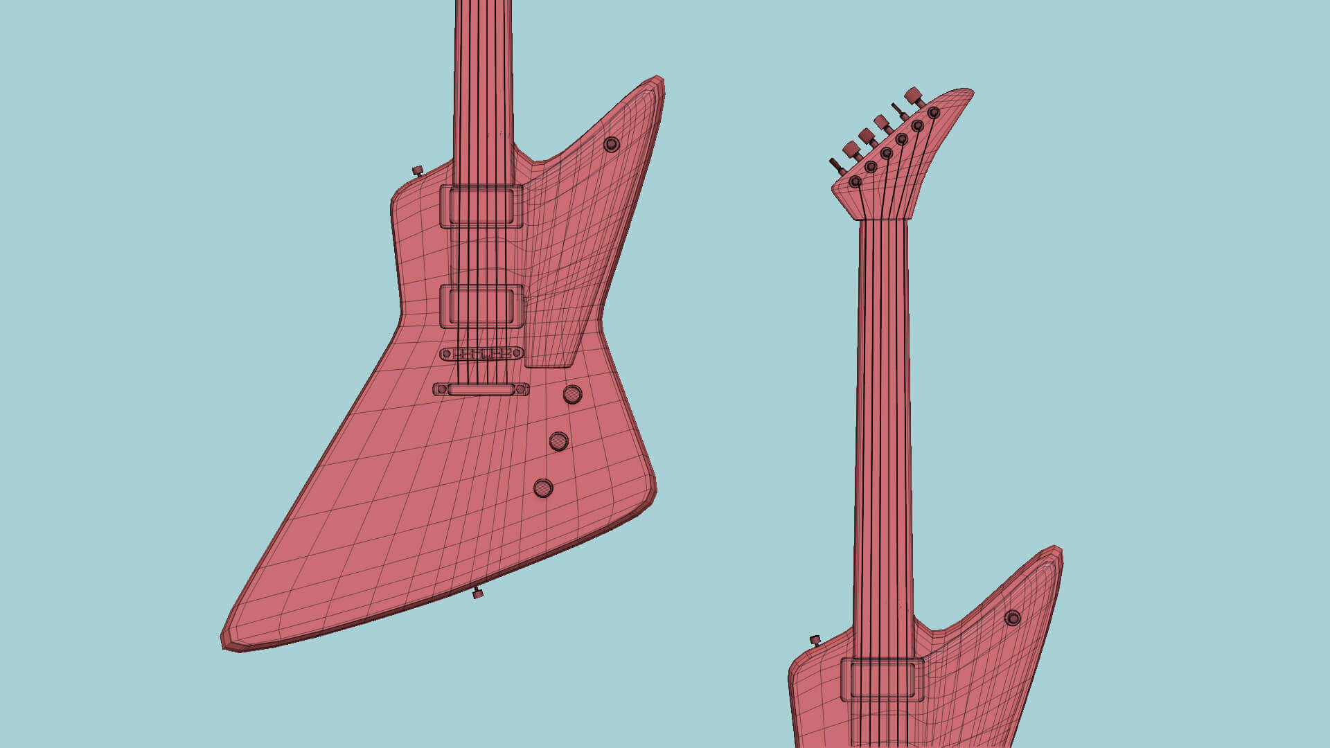 Explorer Electric Guitar 06 - Pink 3D Model by gsommer